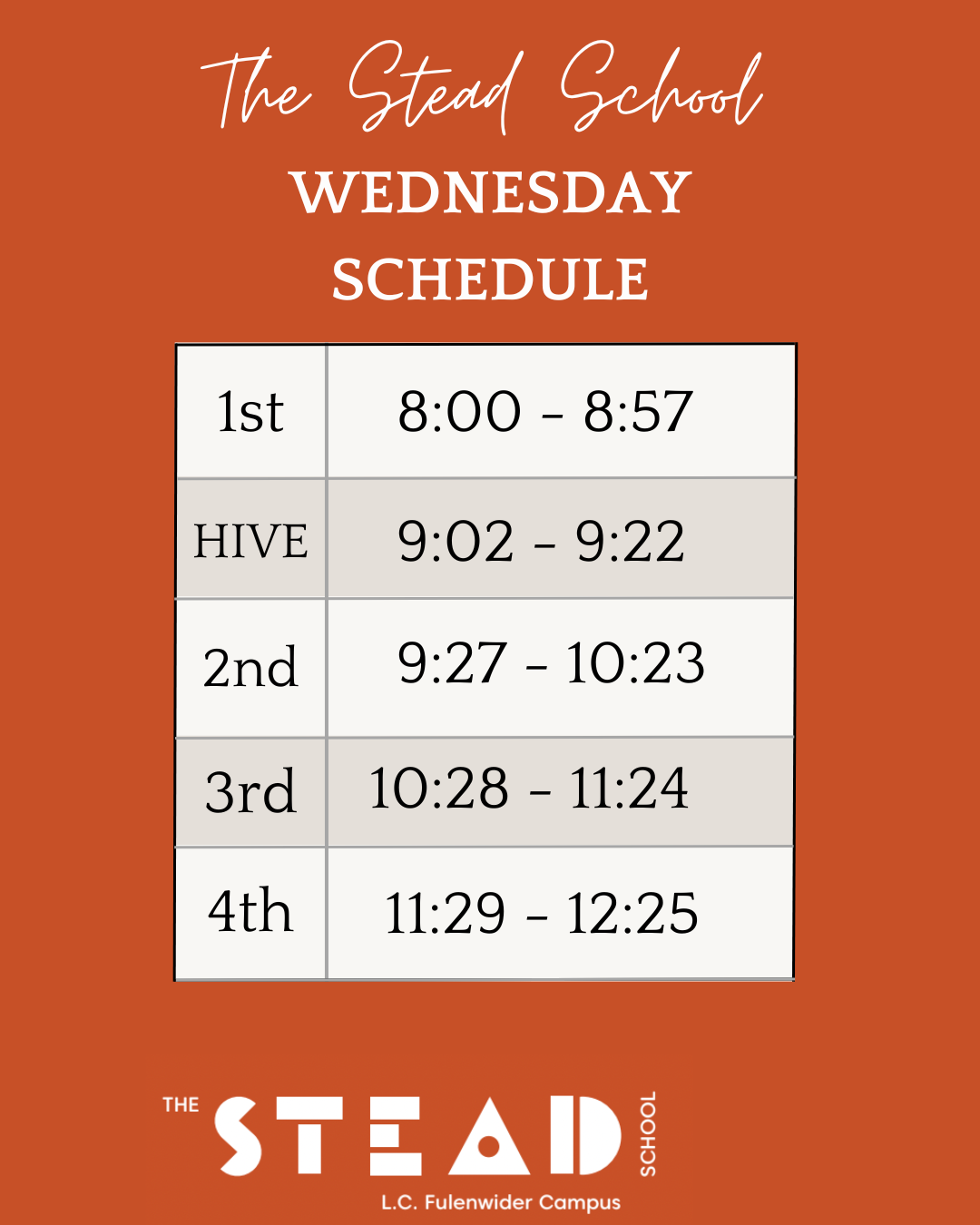 STEAD Bell Schedule - The STEAD School
