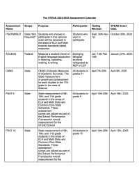 STEAD Assessment Calendar - The STEAD School